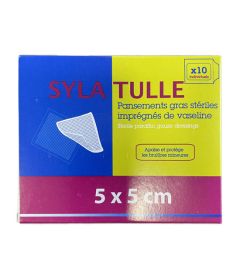 Tulle Gras Vaseliné (5cm x 5cm) - Boîte de 10 compresses