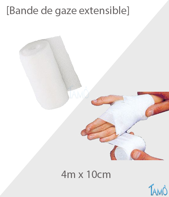 BANDE DE GAZE EXTENSIBLE - 4m x 10cm